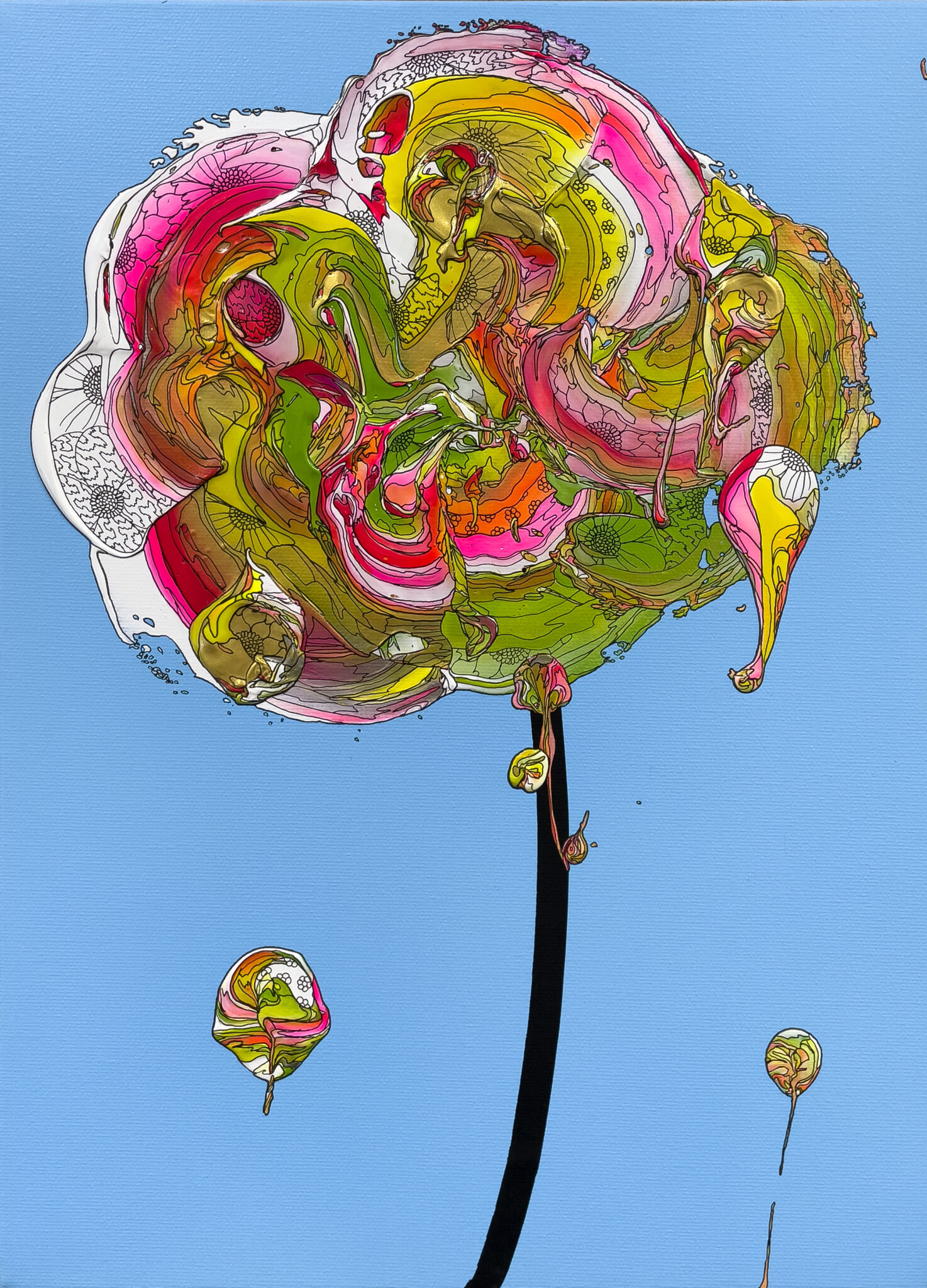 Abstract Single Flower 220424 (Sky Blue x Pink) | yutaokuda