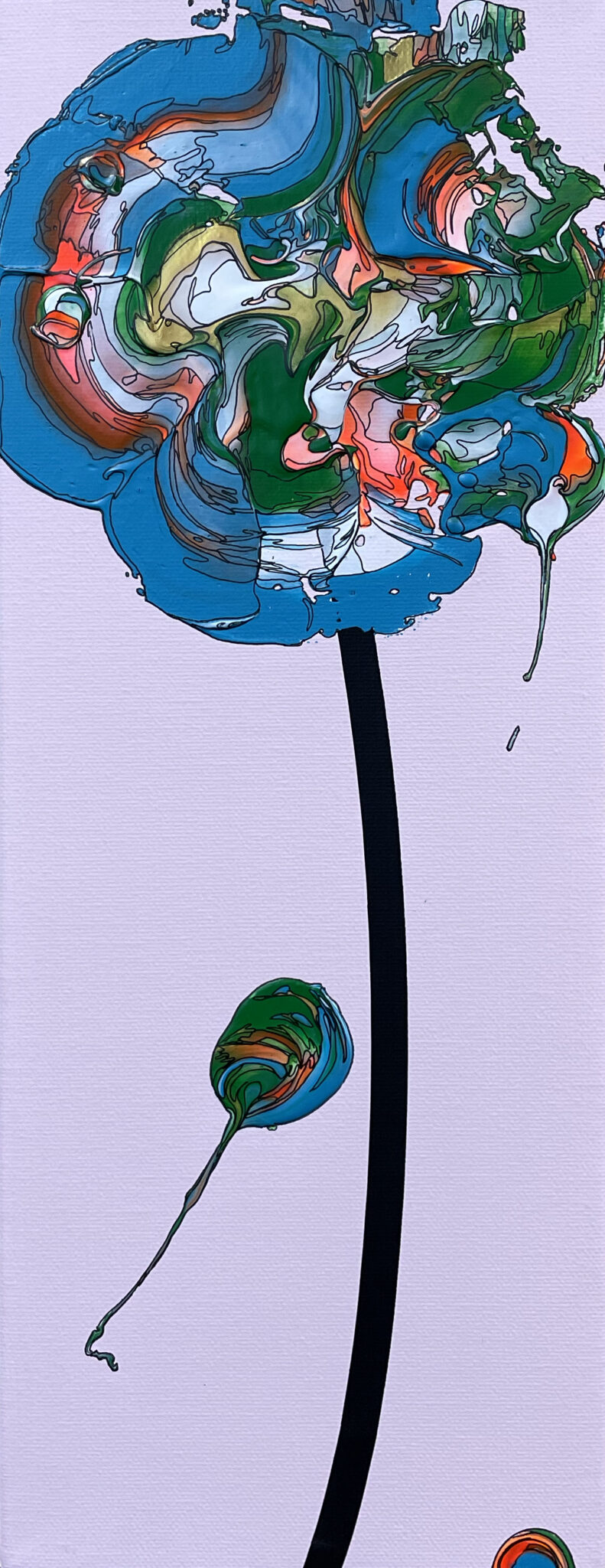 Abstract Single Flower 220130 (Pastel Pink x Turquoise Blue) | yutaokuda