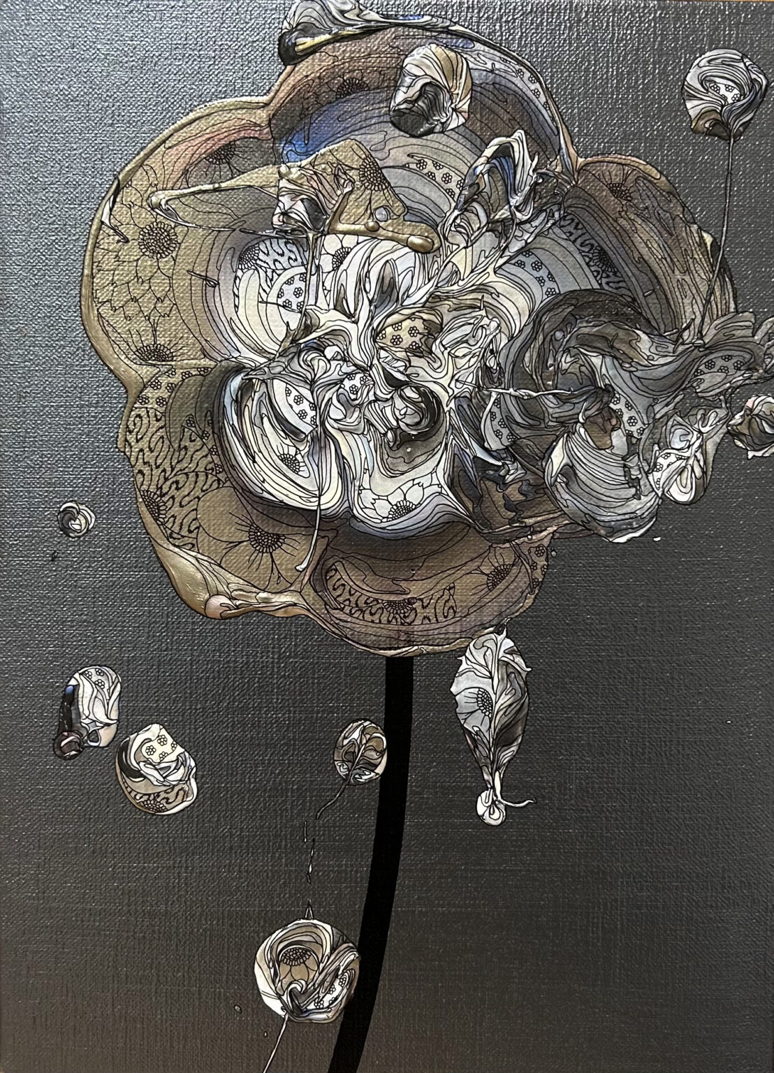 Abstract Single Flower 20240401 (Silver Gray x Silver) | yutaokuda