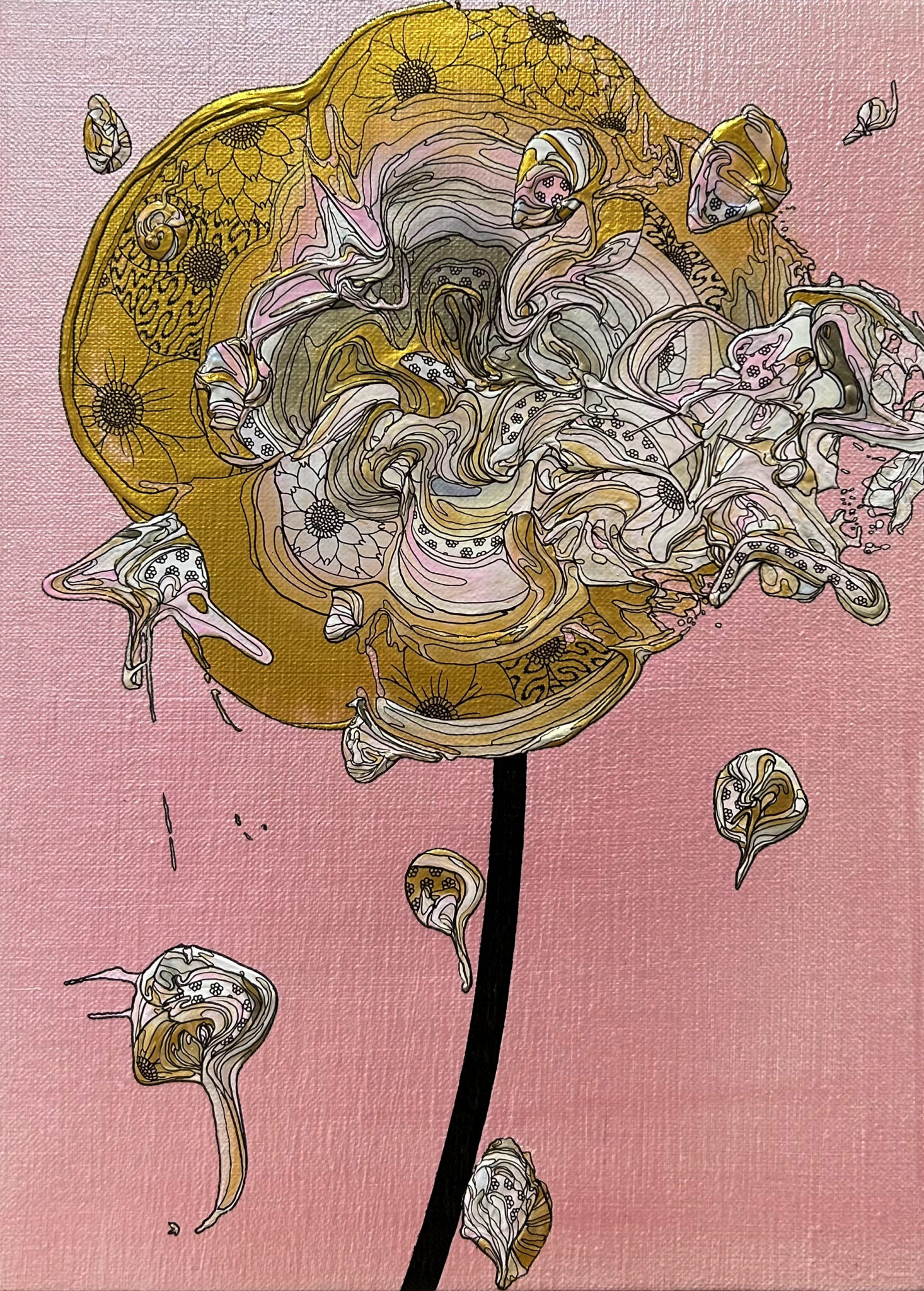 Abstract Single Flower 20240401 (Silver Pink x Gold) | yutaokuda