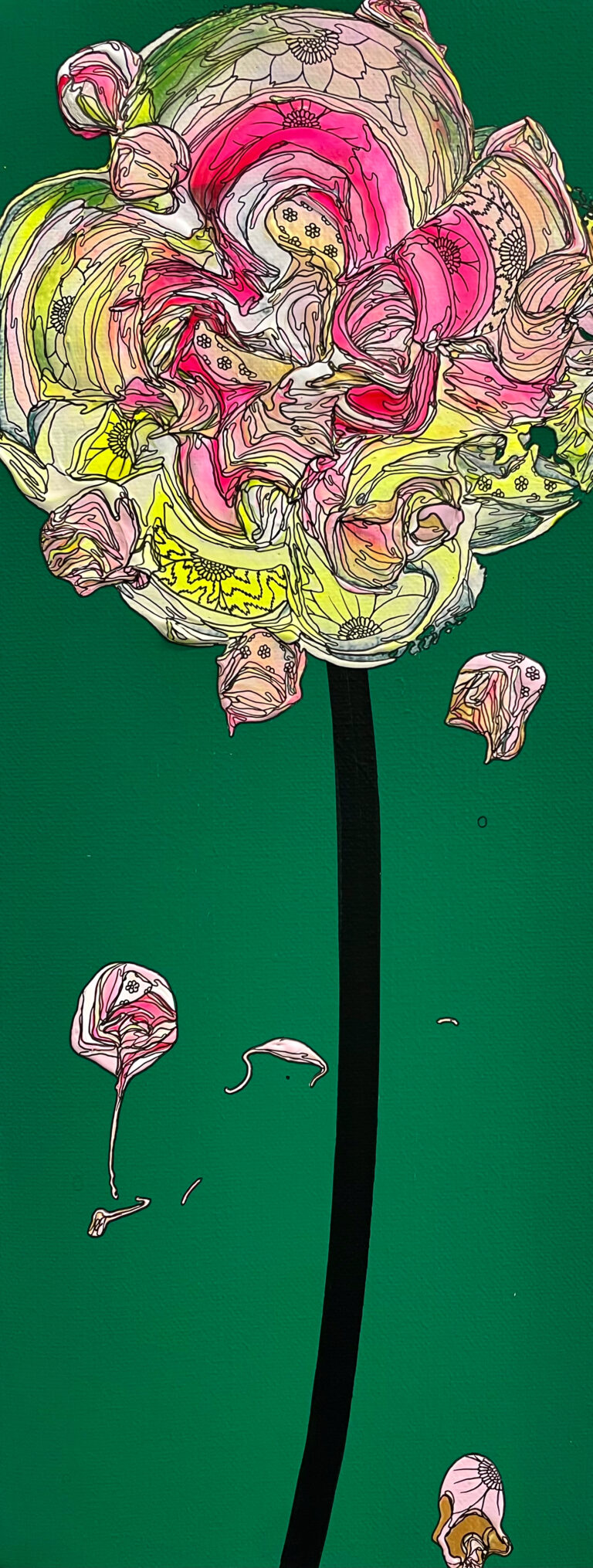 Abstract Single Flower 240603 (Green x Pink) | yutaokuda