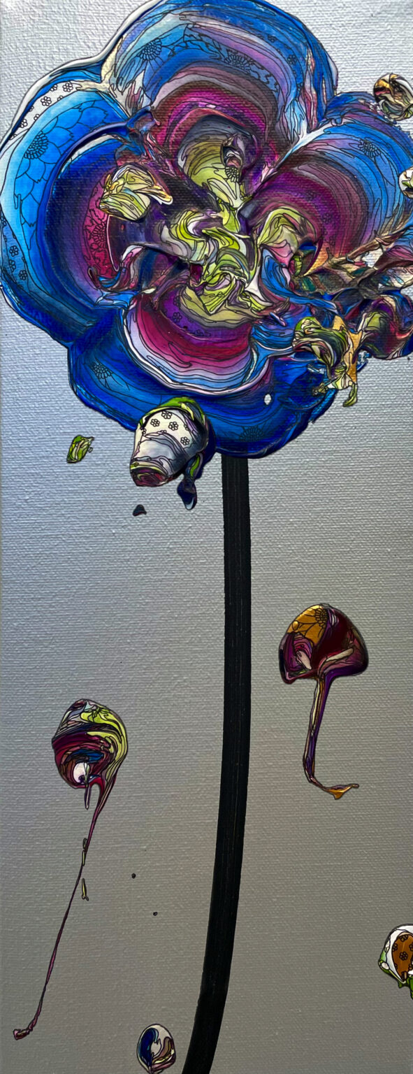 Abstract Single Flower 240604 (Silver x Blue) | yutaokuda