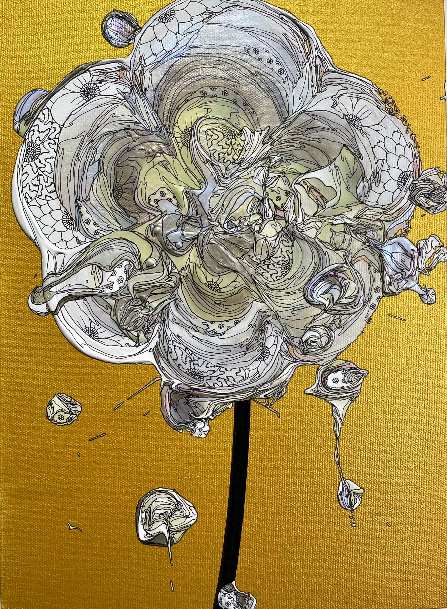 Abstract Single Flower 240720 (Gold x Silver) | yutaokuda